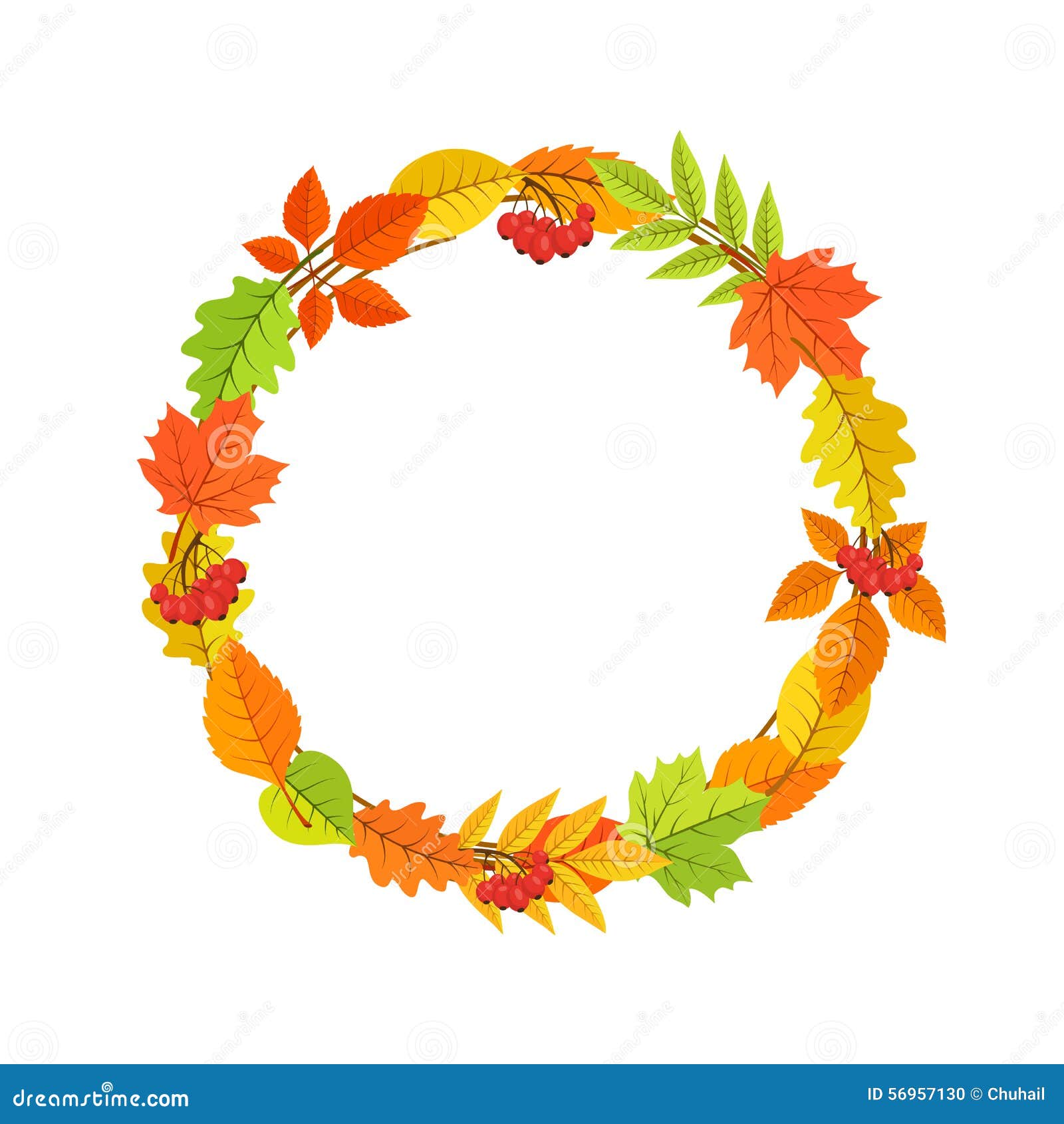 Autumn Garland of Bright Fall Leaves Stock Vector - Illustration of ...