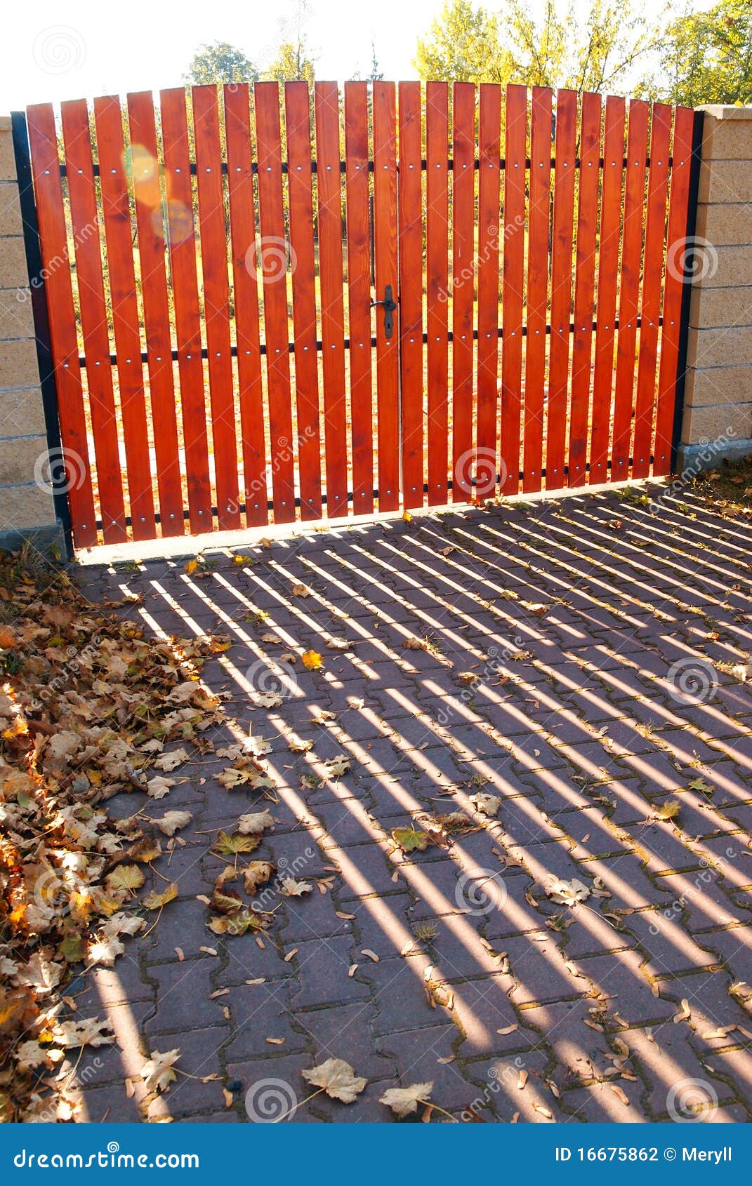 Autumn gate stock photo. Image of entrance, paving, autumnal - 16675862