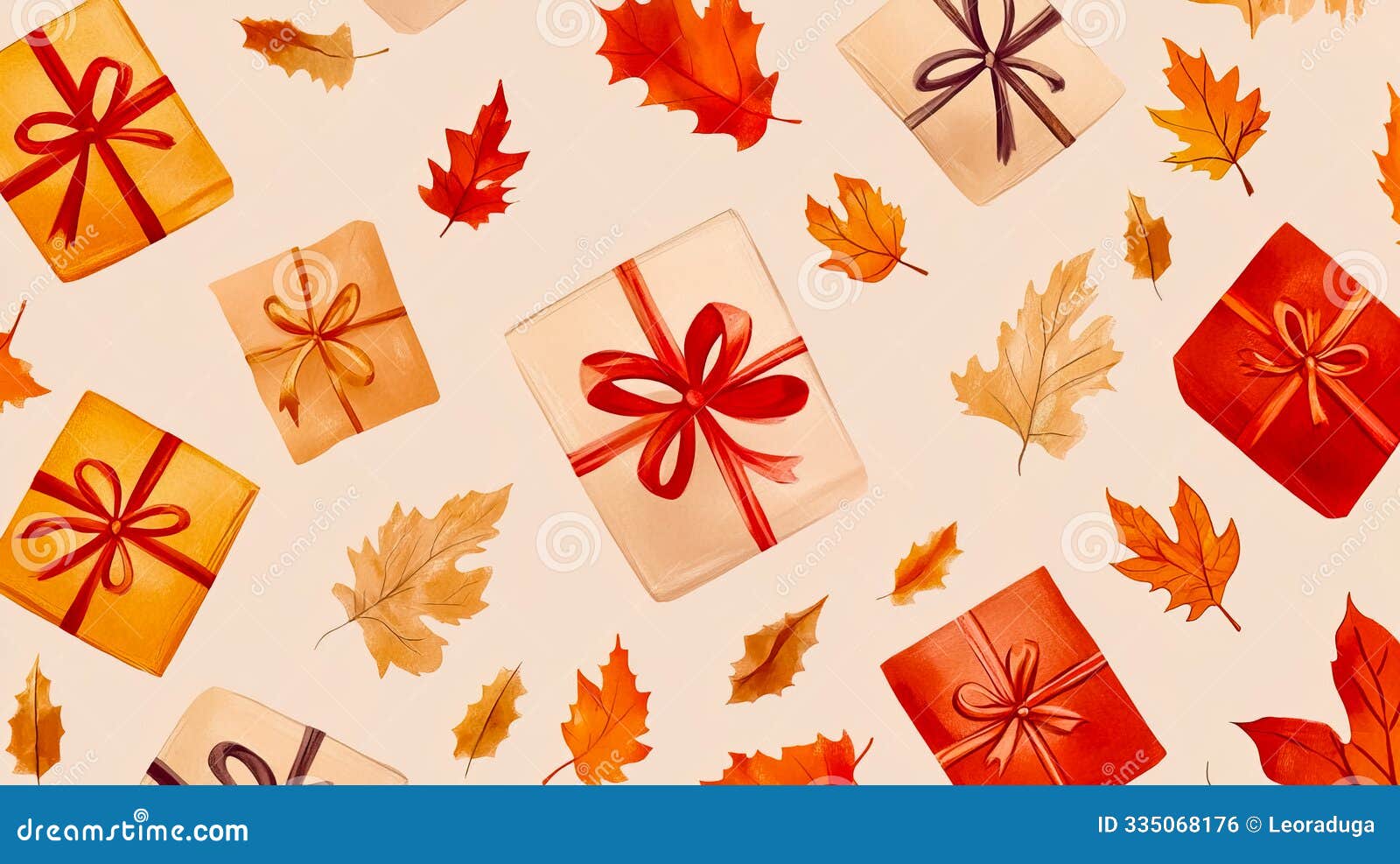 Autumn Gift Wrap Pattern, Printable, Plain Background, Autumn Leaves ...