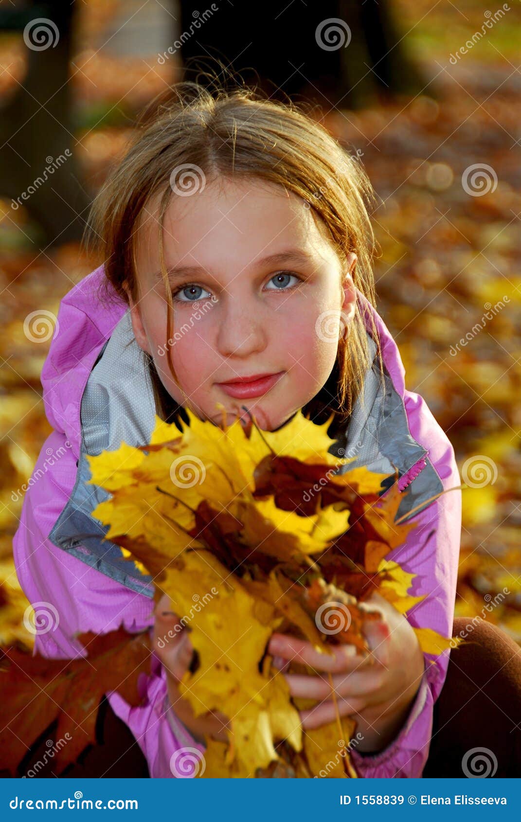 Autumn girl stock image. Image of happy, children, childhood - 1558839