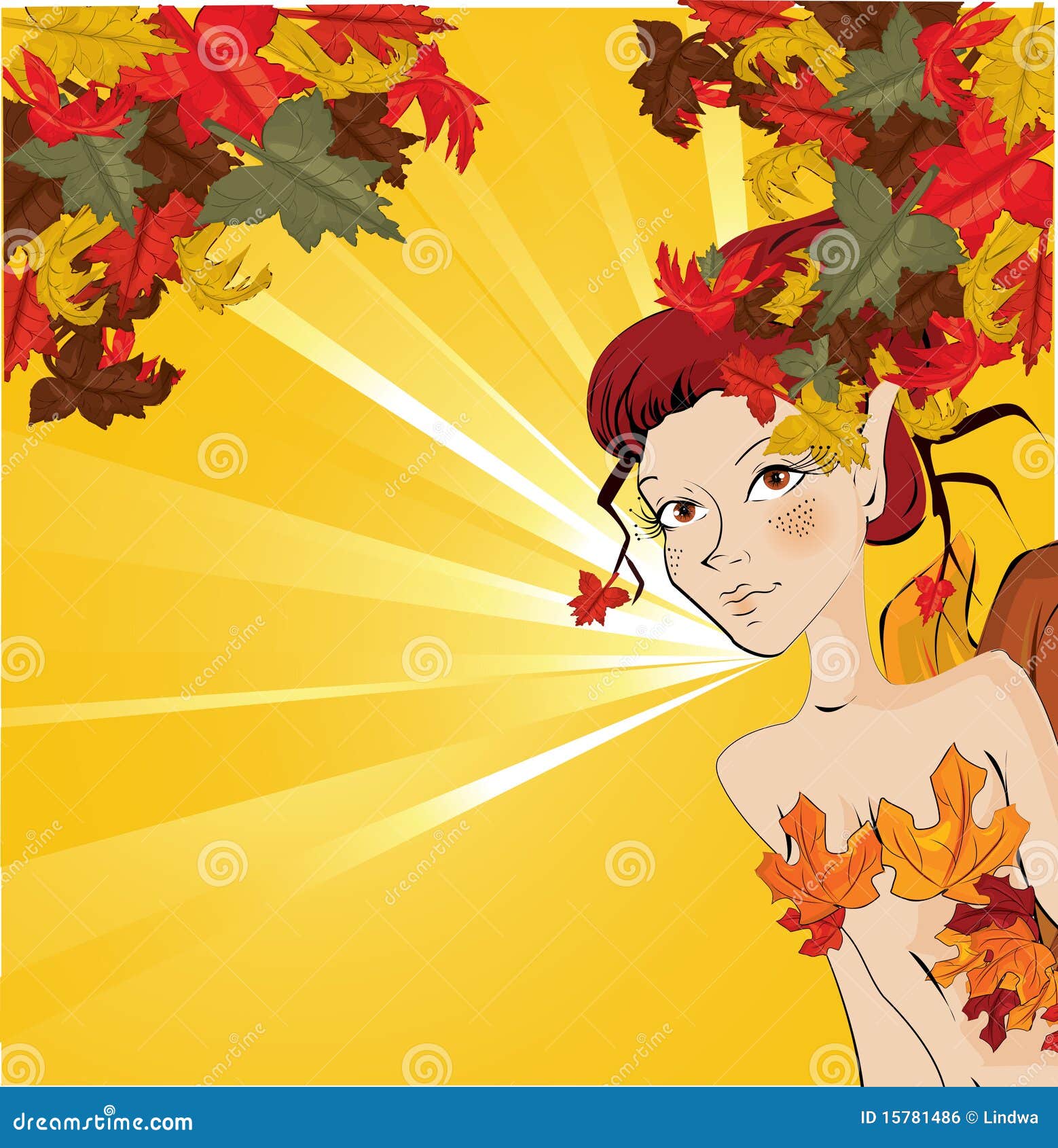 Autumn girl stock vector. Illustration of fall, makeup - 15781486