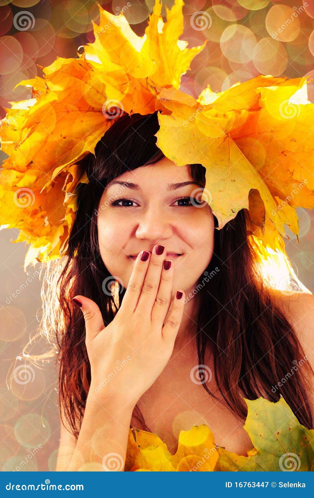 Autumn girl. stock image. Image of bunch, hand, brunette - 16763447