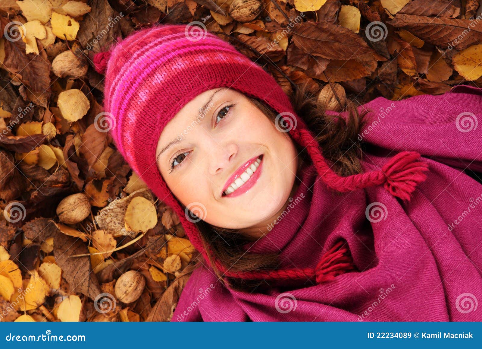 Autumn girl! stock image. Image of looking, orange, joyful - 22234089