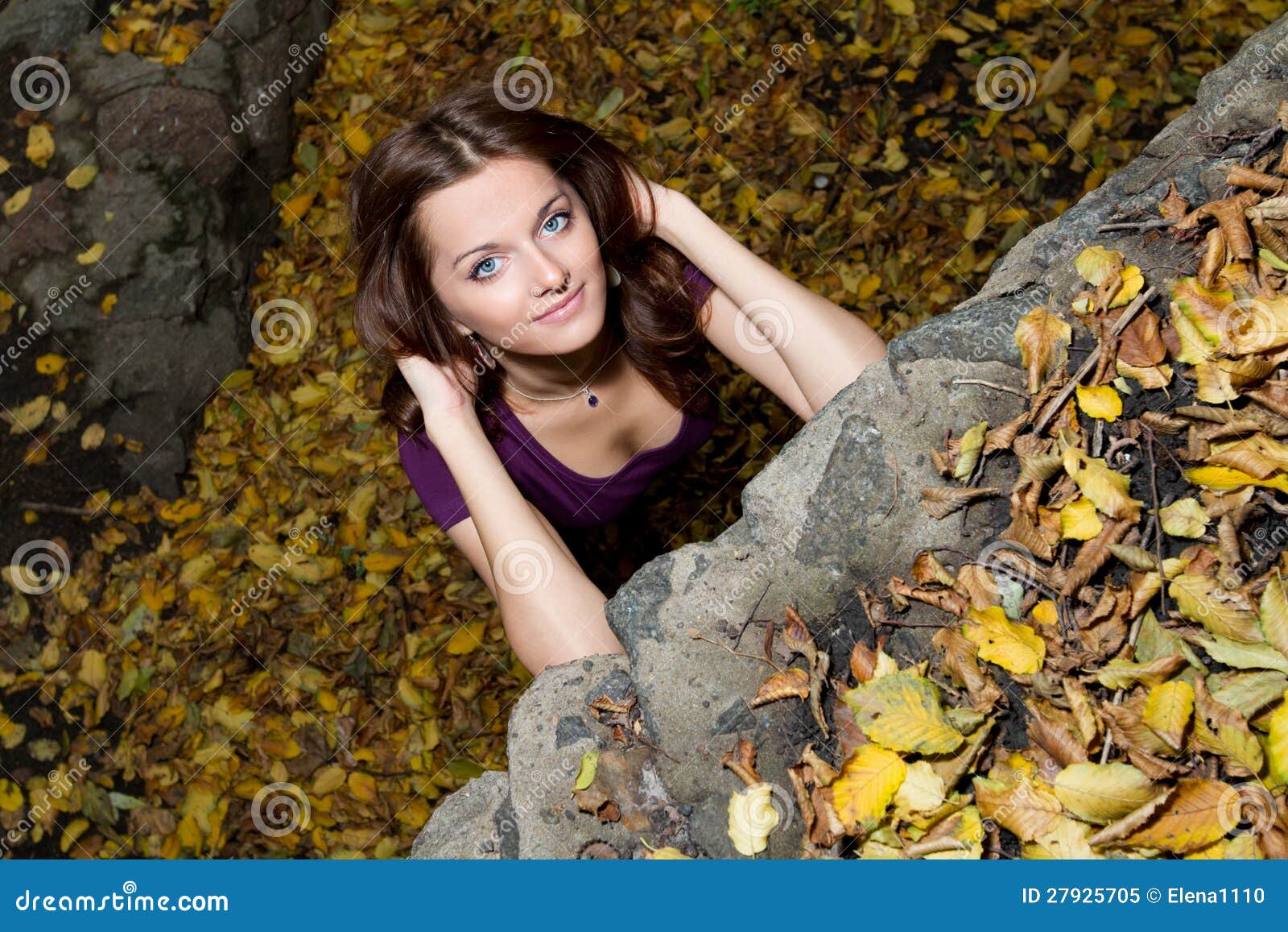 Autumn girl. stock image. Image of autumnal, makeup, hair - 27925705