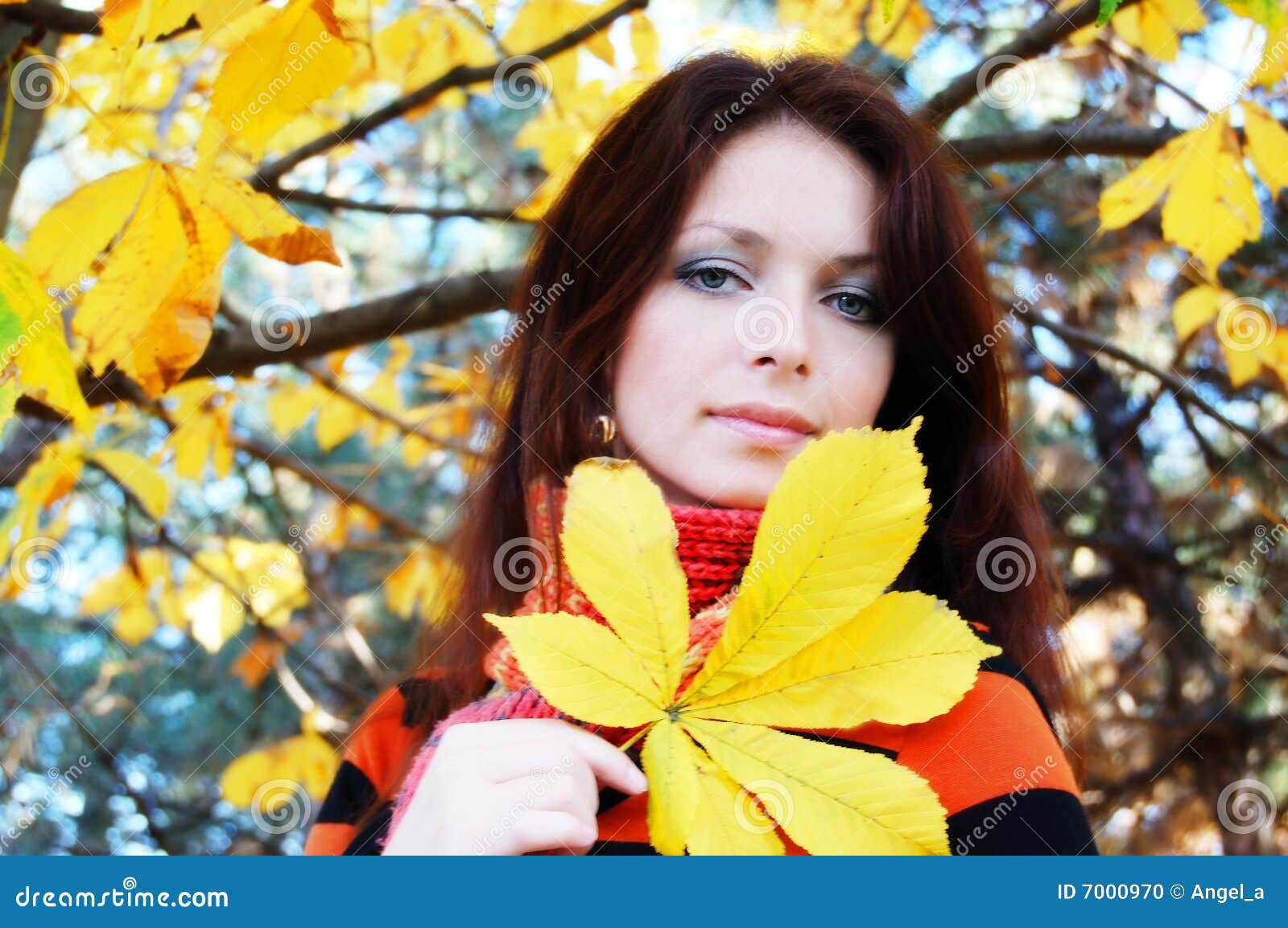 Autumn girl stock photo. Image of alley, background, natural - 7000970