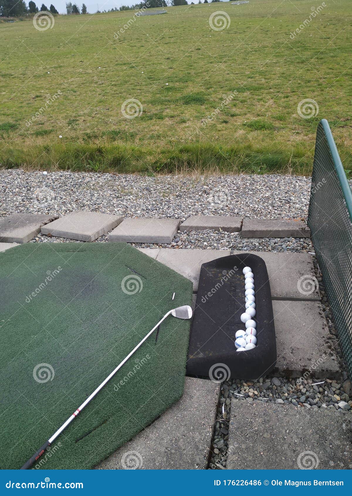 Golf Training Course with Balls and Racket Stock Photo - Image of ...
