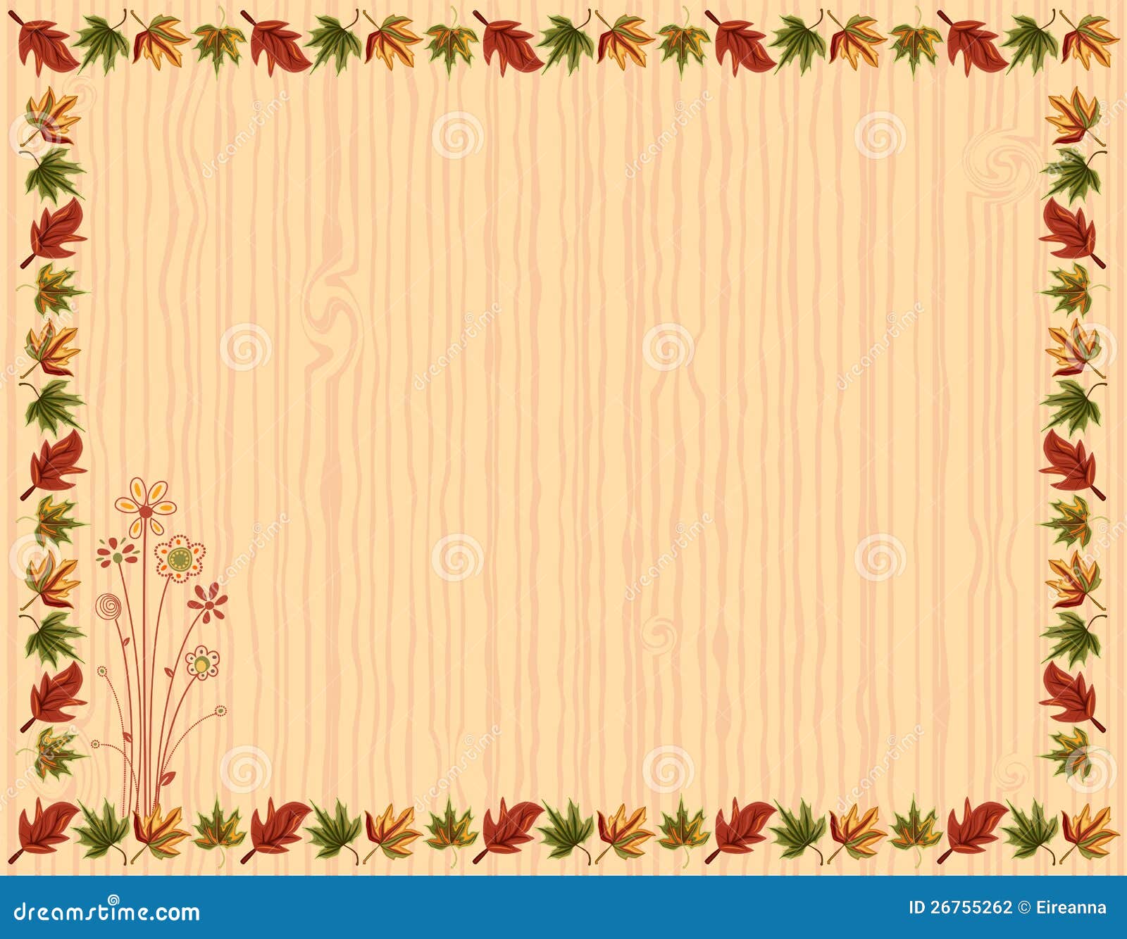 Autumn Greeting Card with Leaves Border Stock Vector - Illustration of ...