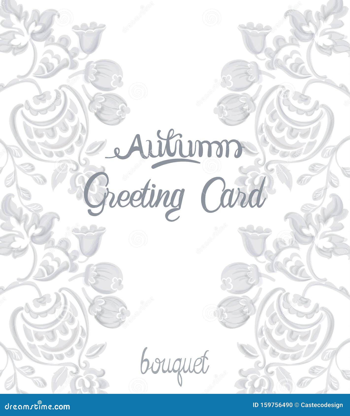 Autumn Greeting Card with Rococo Texture Pattern Stock Vector ...