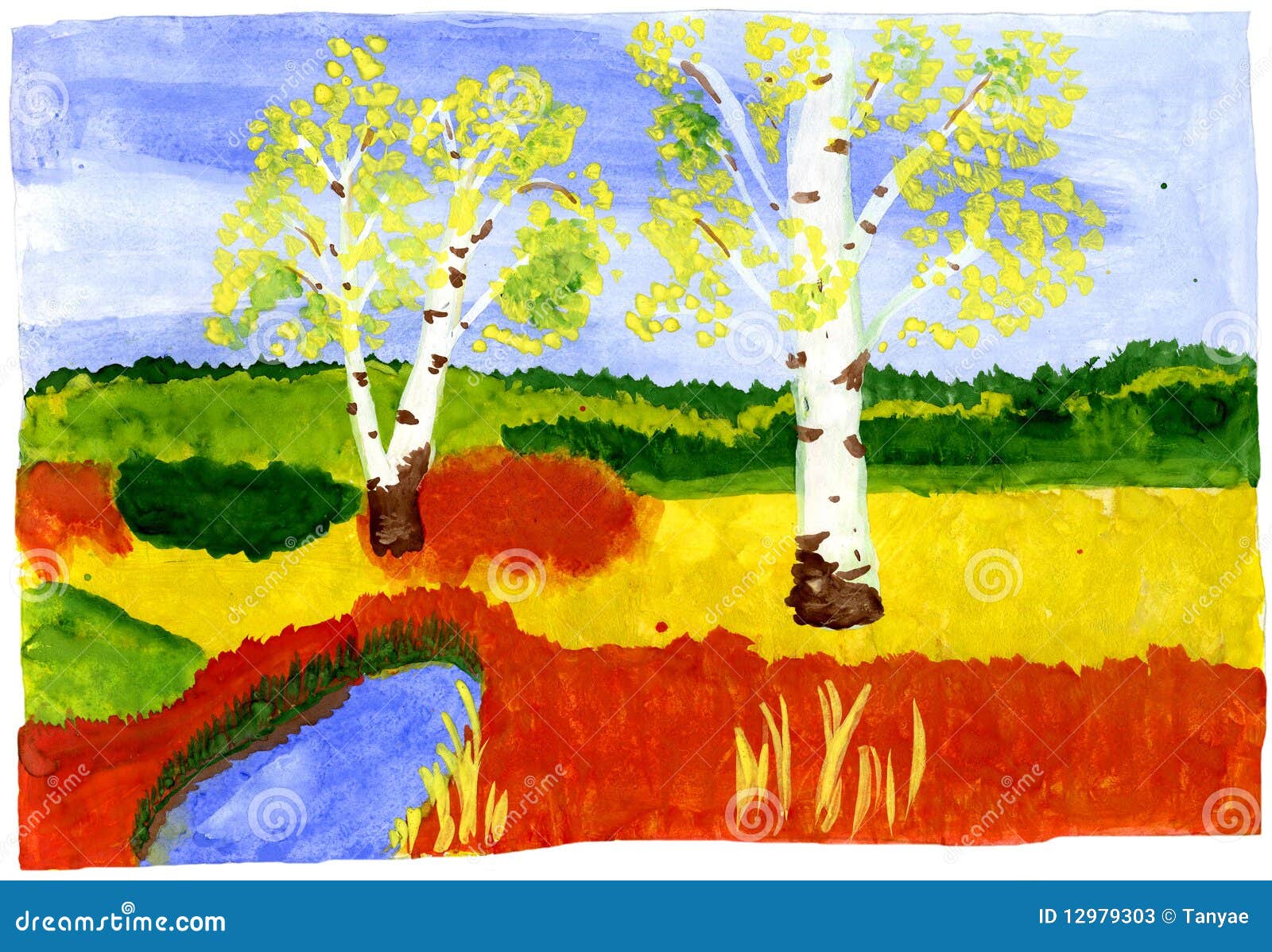 Autumn - Hand Drawn Kid S Illustration Stock Illustration ...