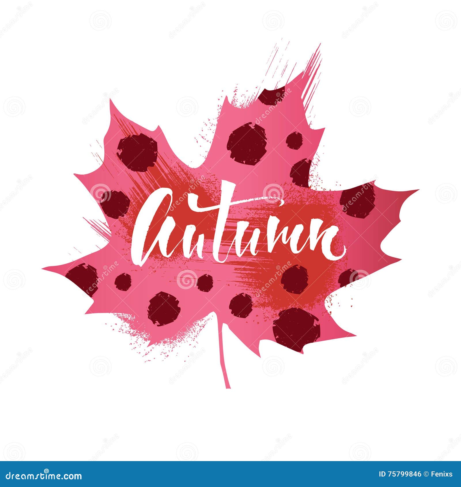 Autumn. Hand Drawn Lettering on Maple Leaf Stock Vector - Illustration ...