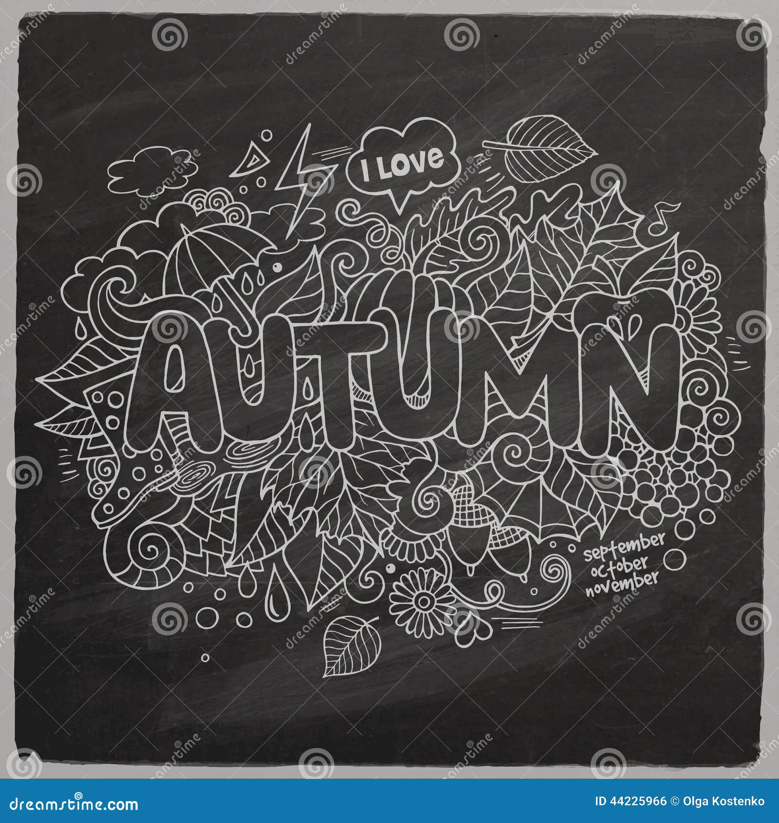 Autumn Hand Lettering and Doodles Elements Stock Vector - Illustration ...