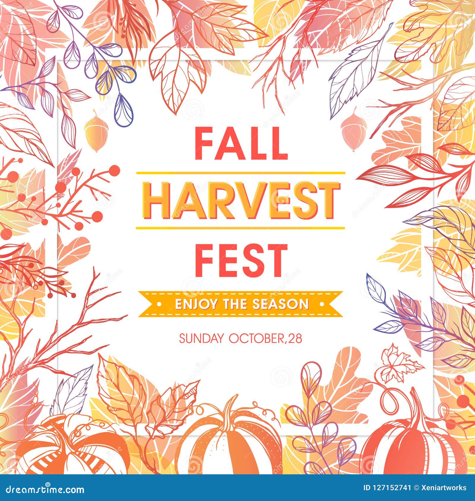 Autumn Harvest Festival Poster Stock Vector Illustration Of Greeting