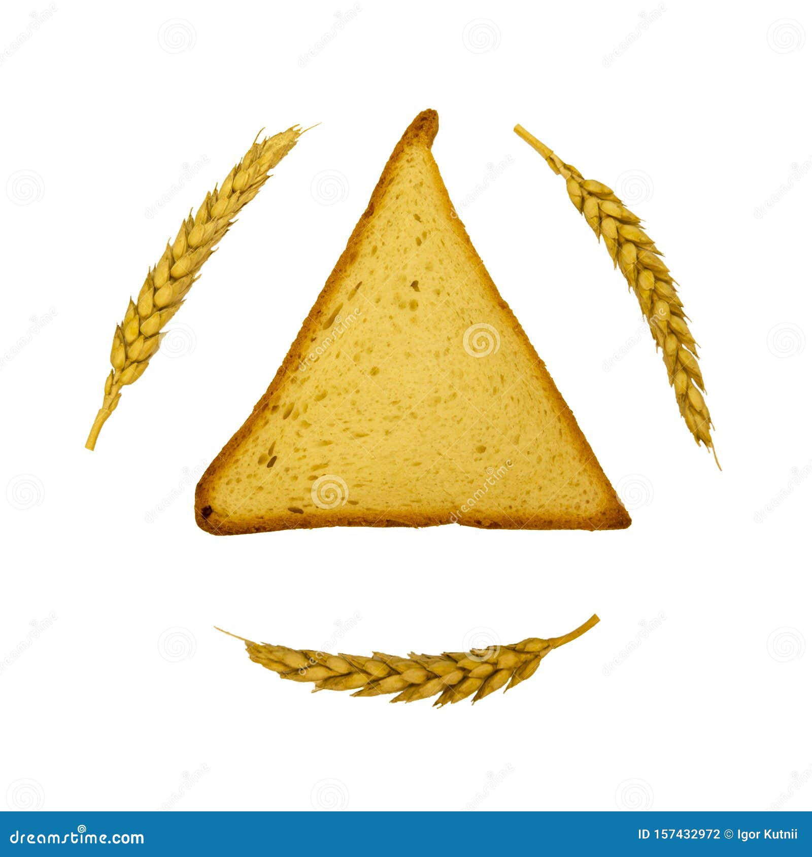 Triangular Piece of Bread for a Sandwich with Spikelets of Wheat. Stock ...