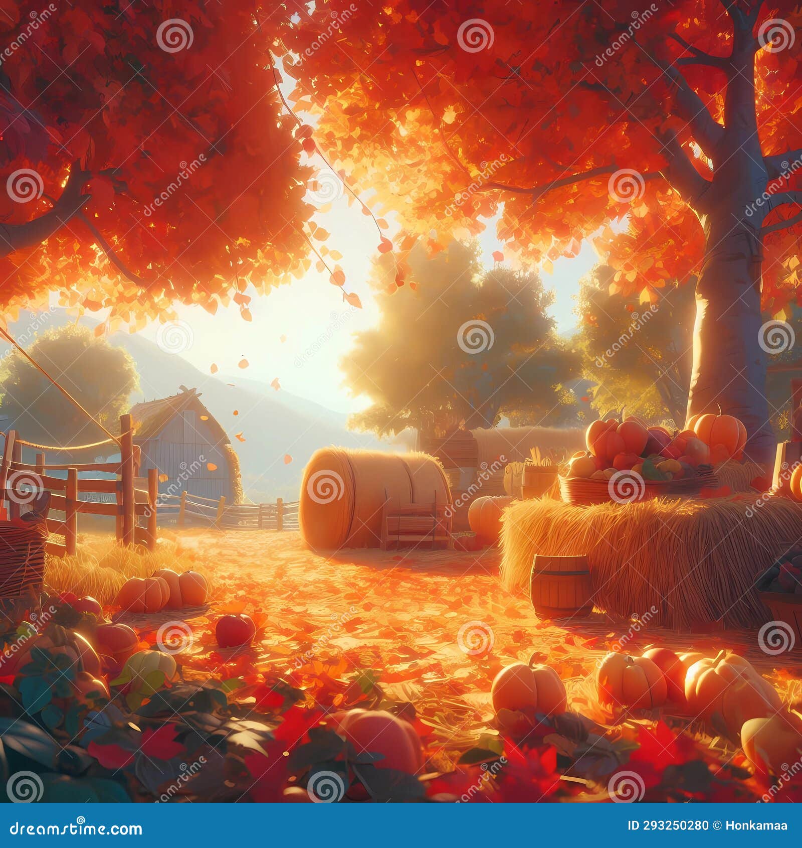 Autumn harvest scene stock illustration. Illustration of seed - 293250280