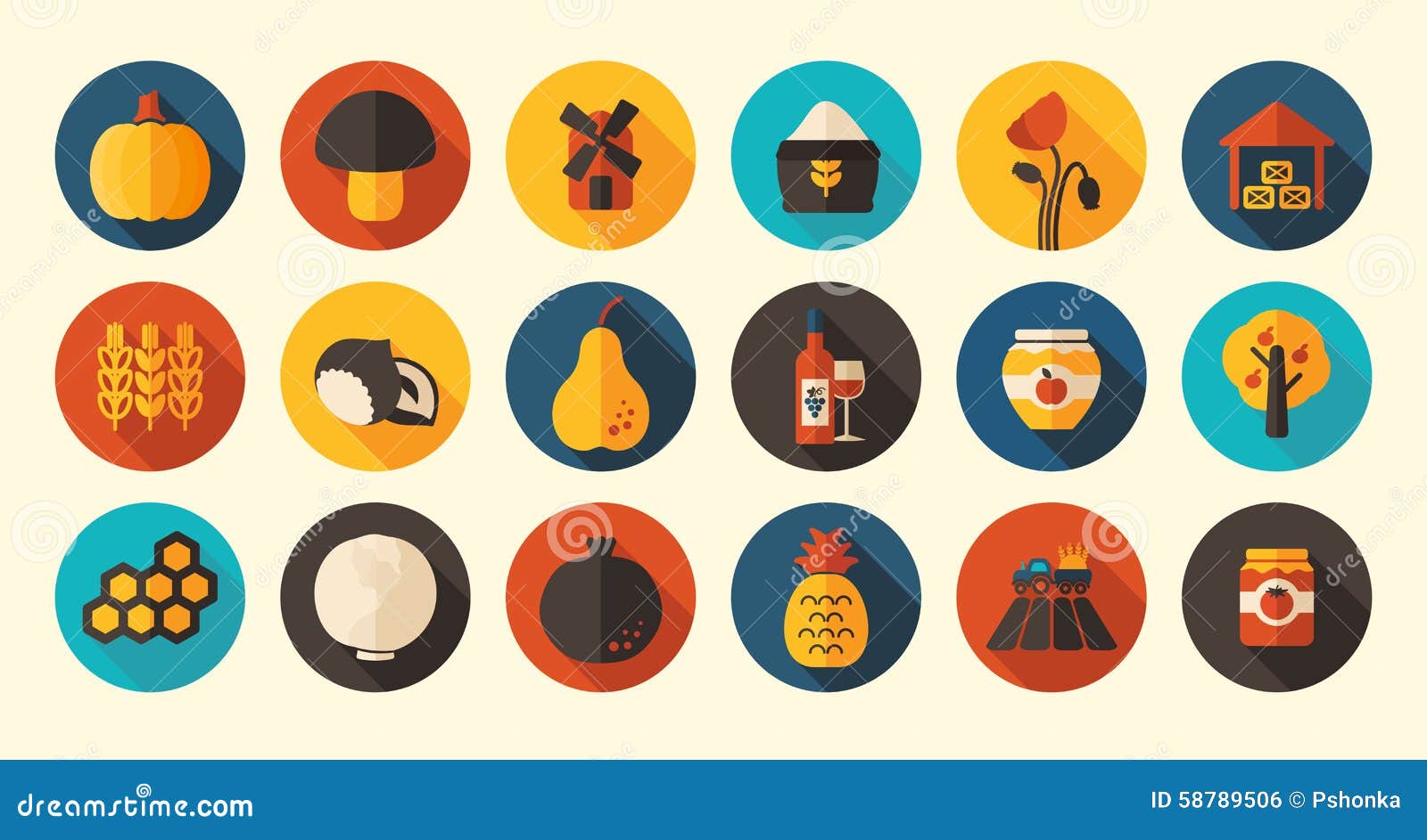 Autumn Harvest Thanksgiving Flat Icon Stock Vector - Illustration of ...