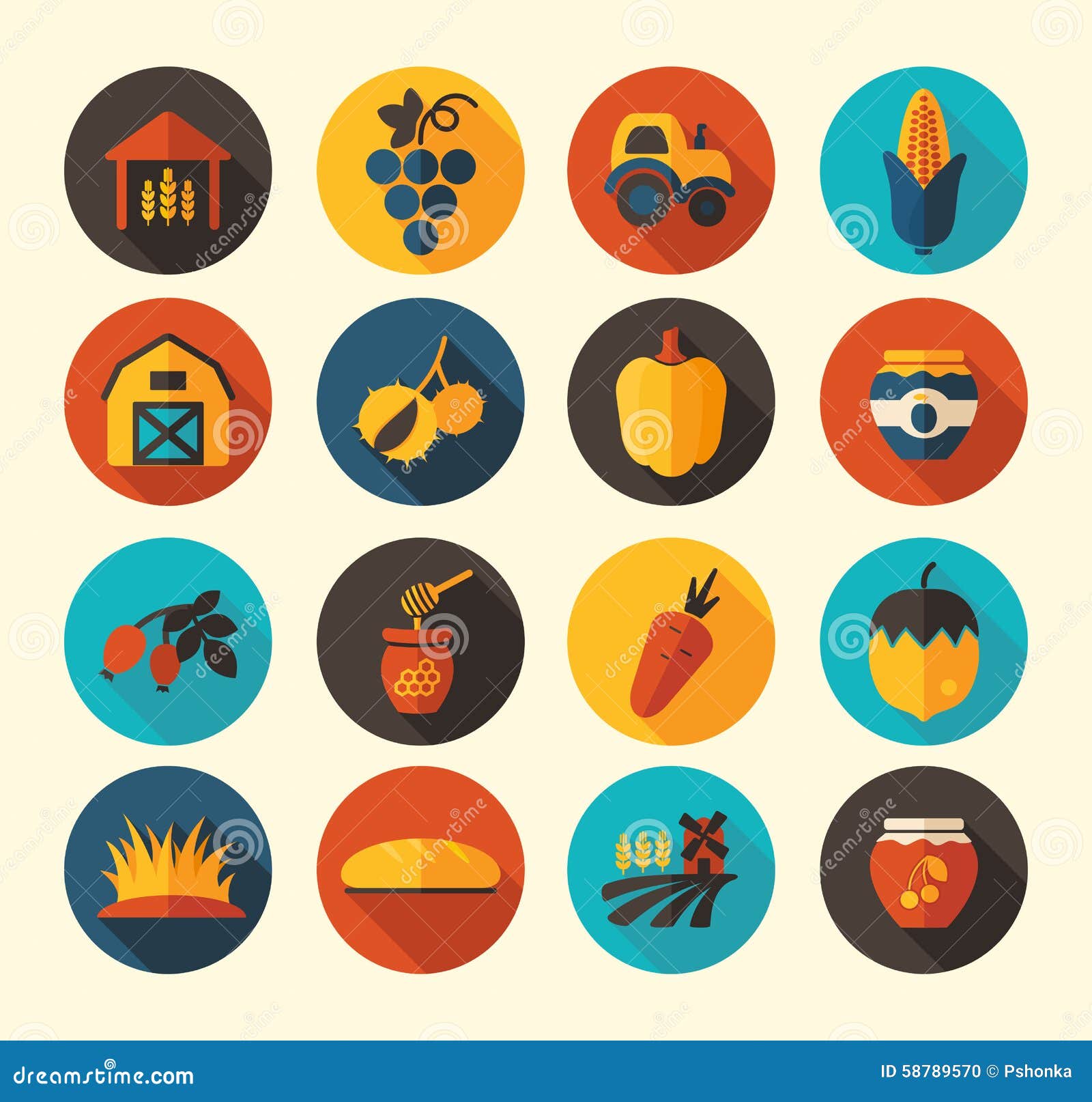Autumn Harvest Thanksgiving Flat Icon Stock Vector - Illustration of ...
