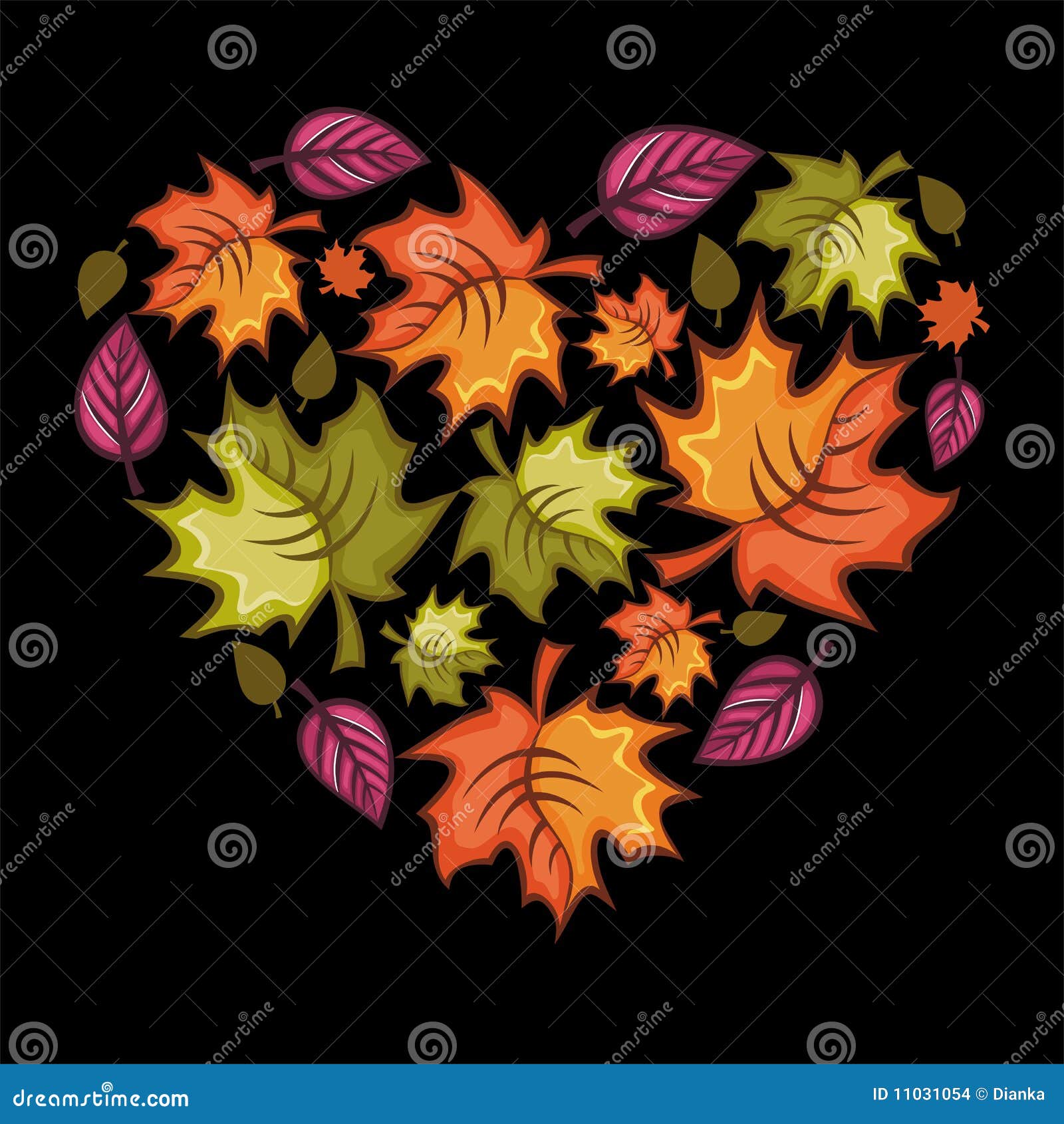 Autumn heart stock vector. Illustration of bright, element - 11031054