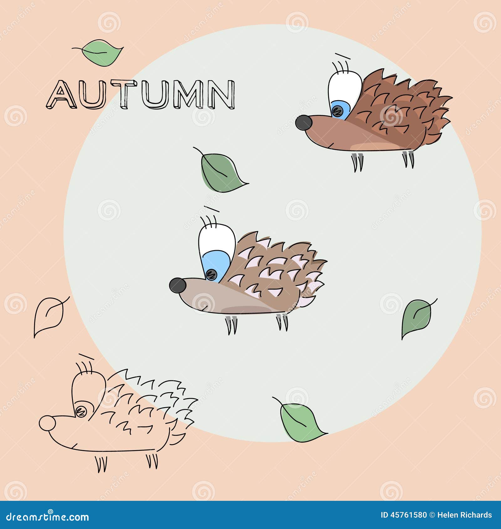 Autumn hedgehog stock vector. Illustration of cartoon - 45761580