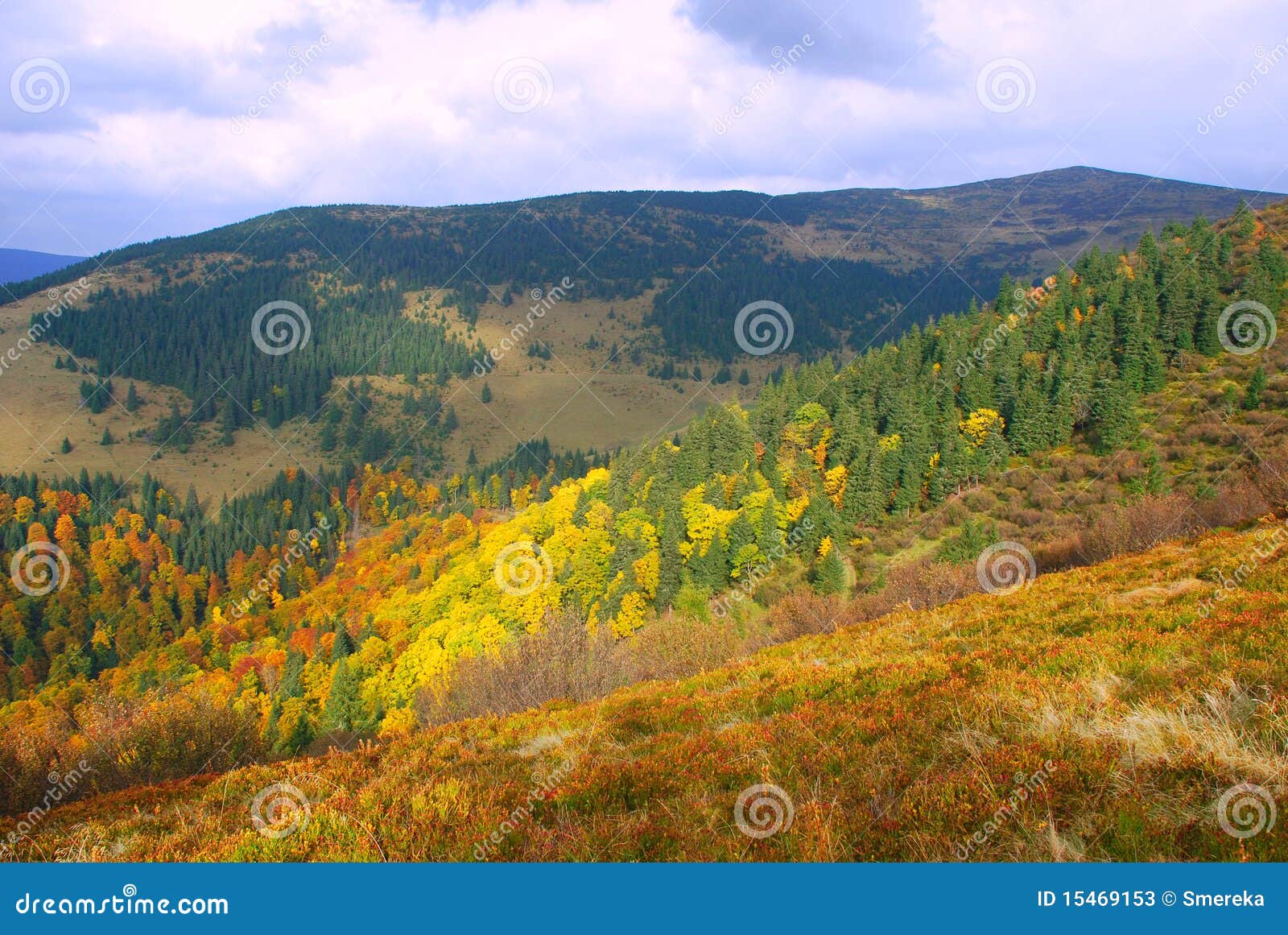 Autumn hillside. stock image. Image of carpathians, blue - 15469153
