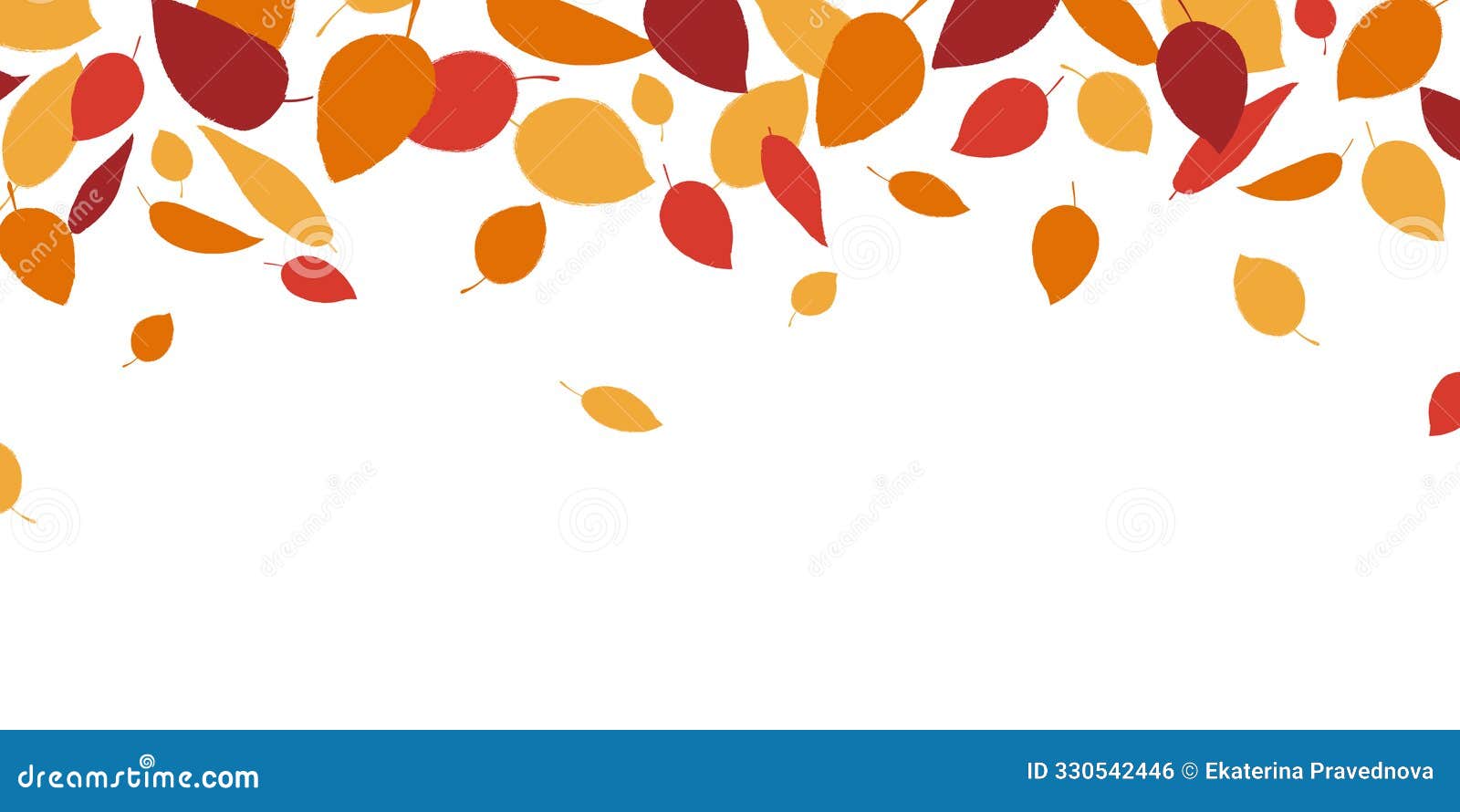 Autumn Horizontal Background with Simple Abstract Hand Drawn Falling ...