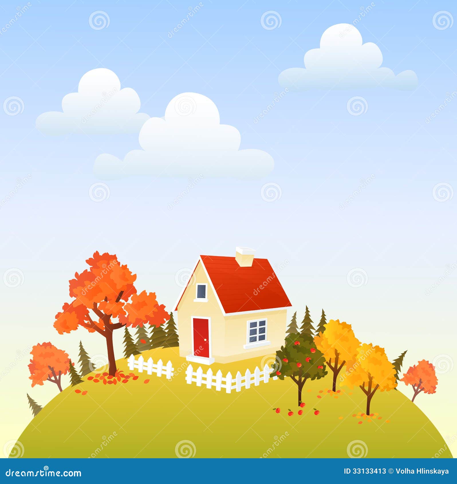 Autumn house stock vector. Illustration of autumn, exterior - 33133413