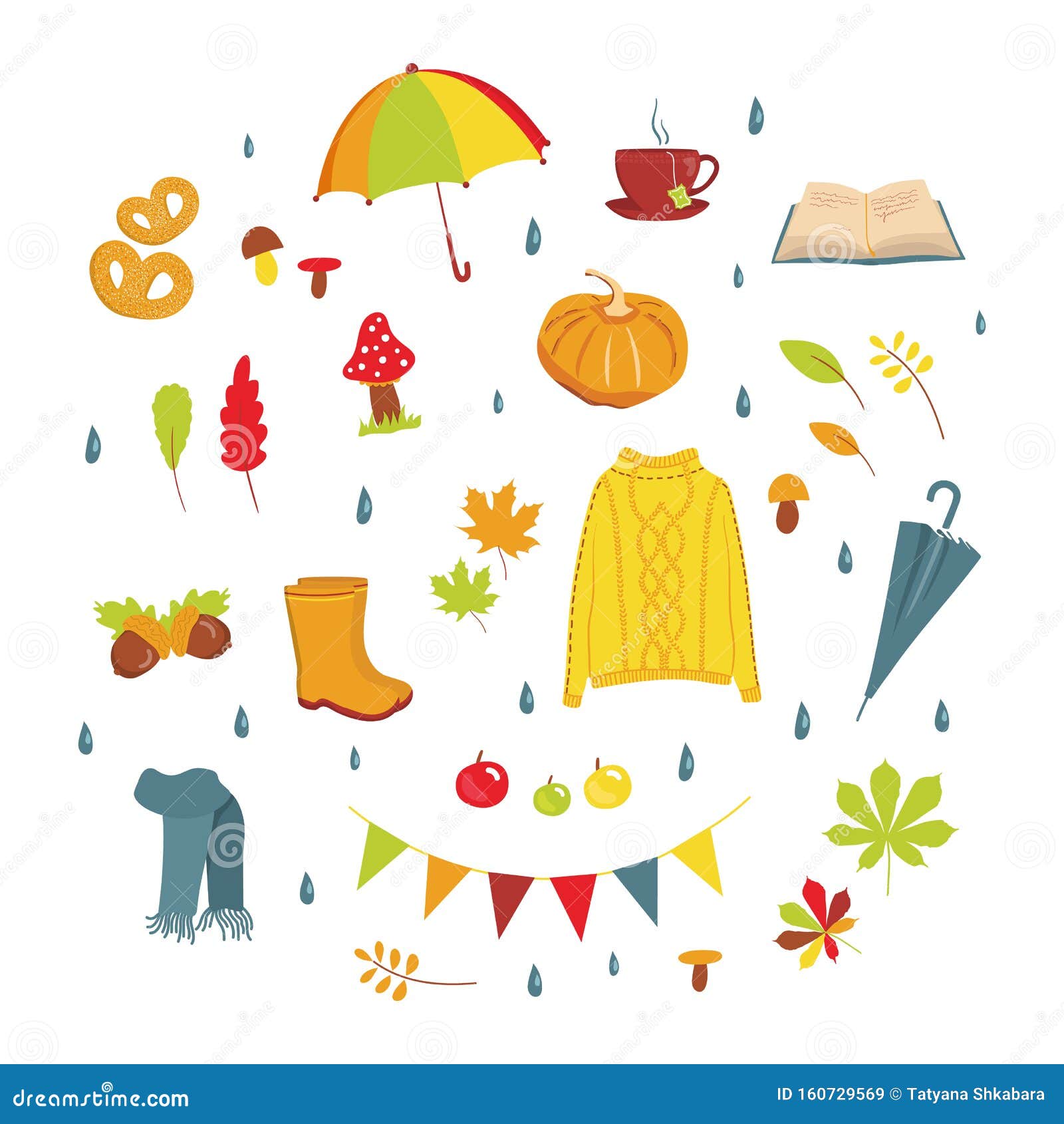Autumn Icon and Objects Set for Design. Stock Vector - Illustration of ...
