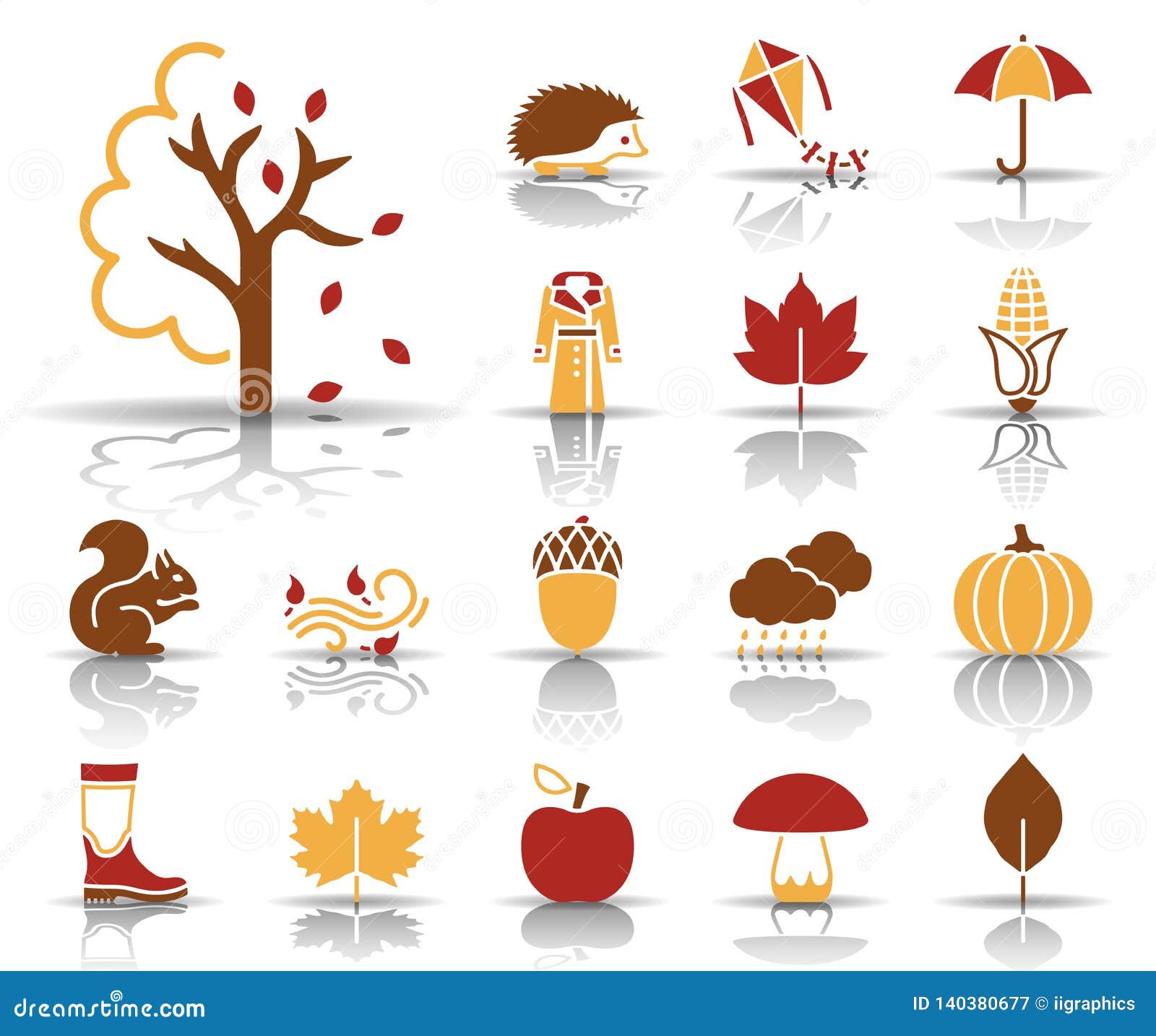 Autumn icon set stock illustration. Illustration of pictogram - 140380677