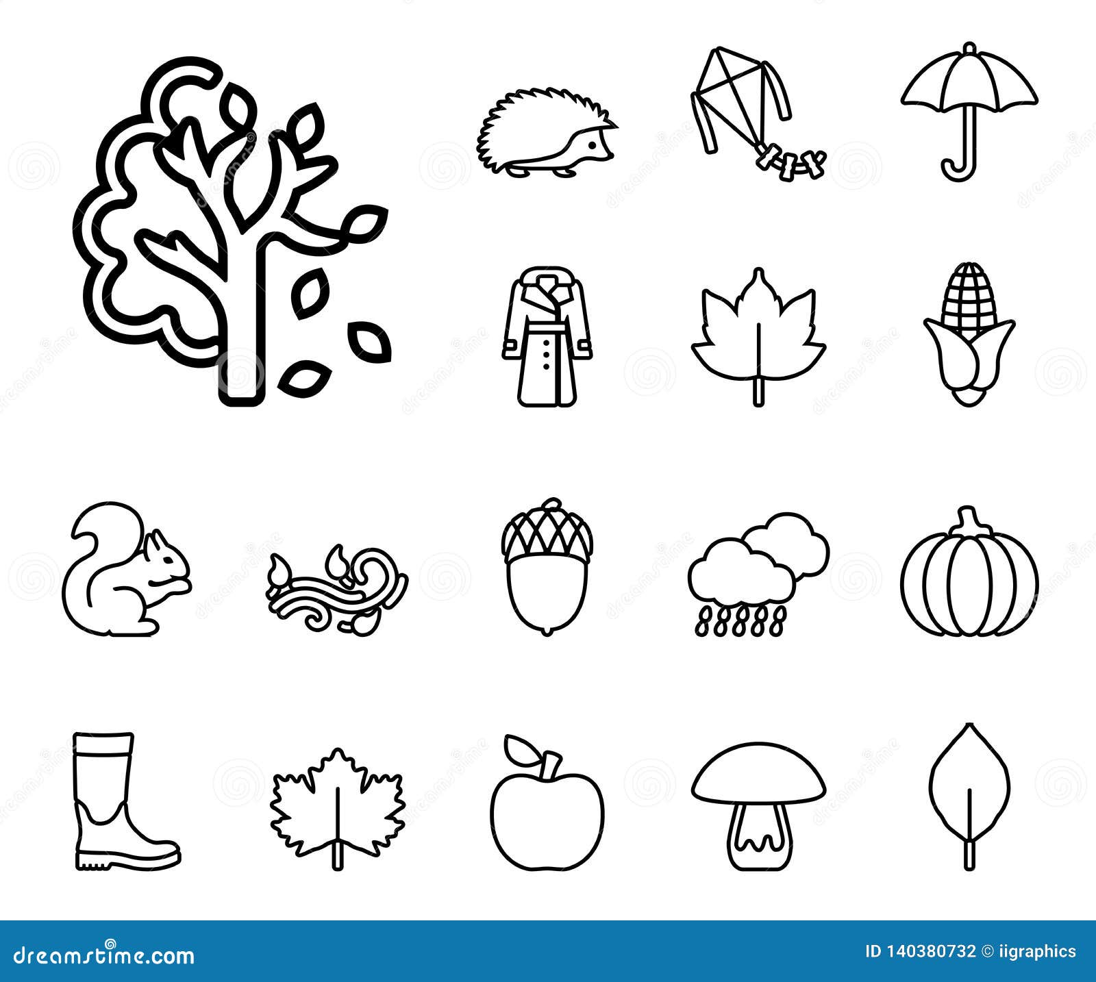 Autumn icon set stock illustration. Illustration of apple - 140380732