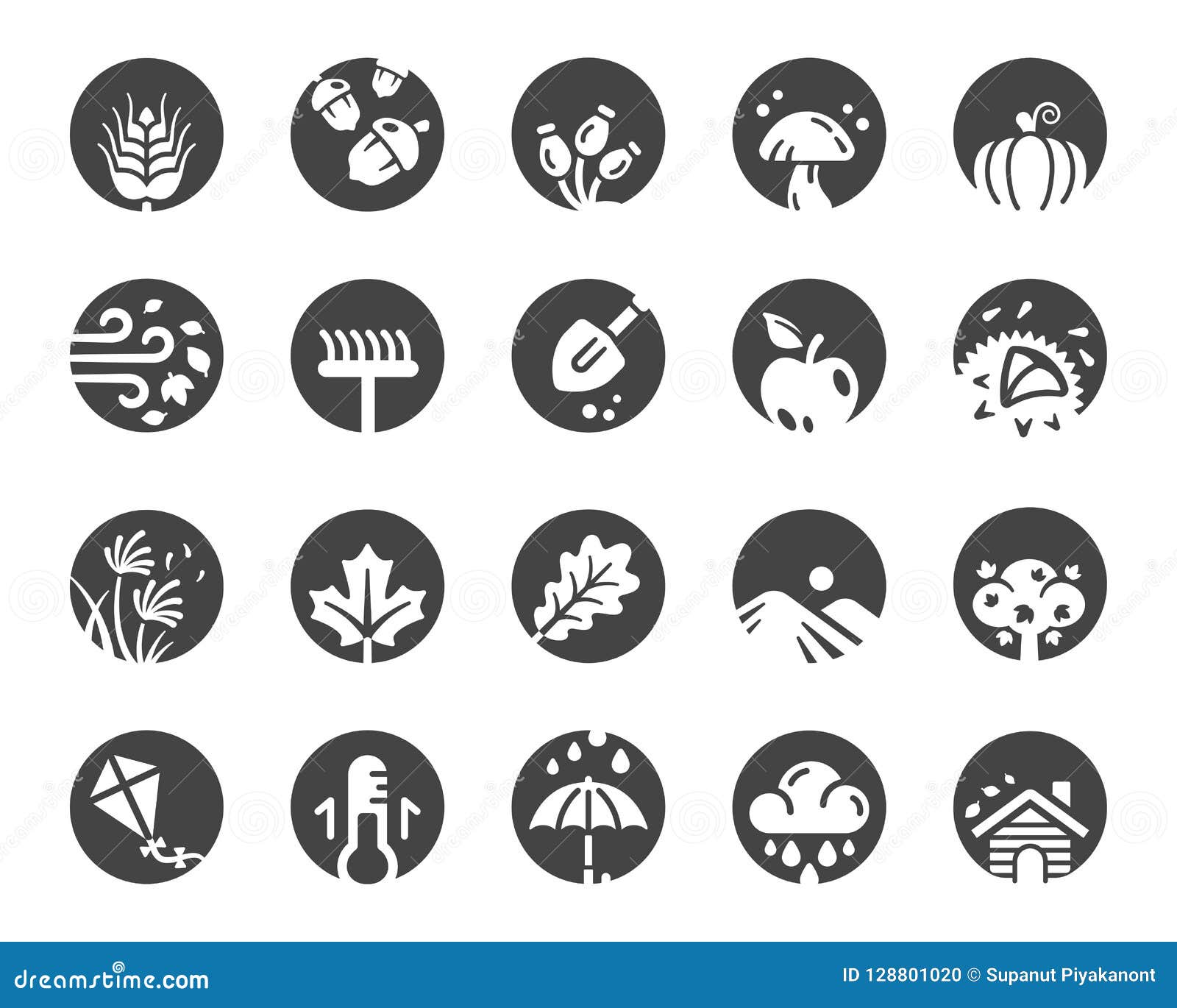 Autumn icon set stock vector. Illustration of inverse - 128801020
