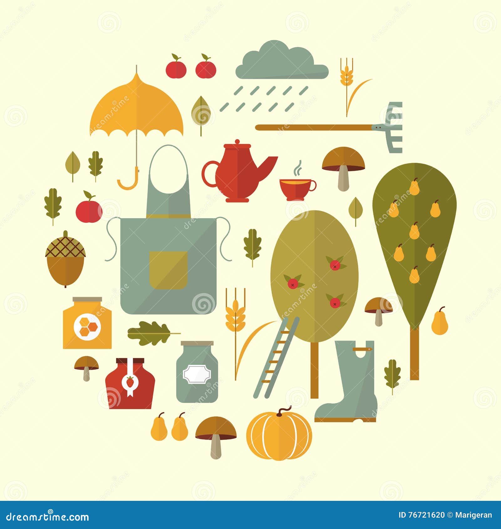Autumn icon set stock vector. Illustration of graphic - 76721620