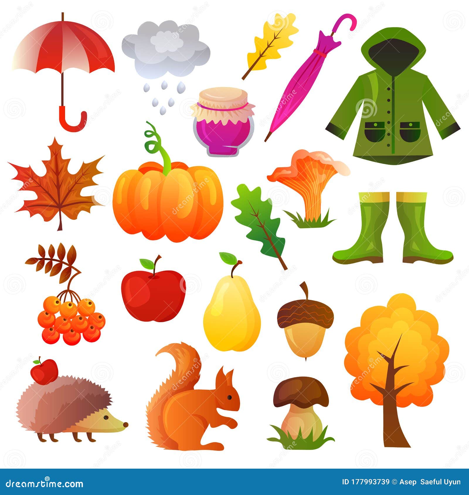 Autumn Icon Vector Set Collection Stock Vector - Illustration of autumn ...