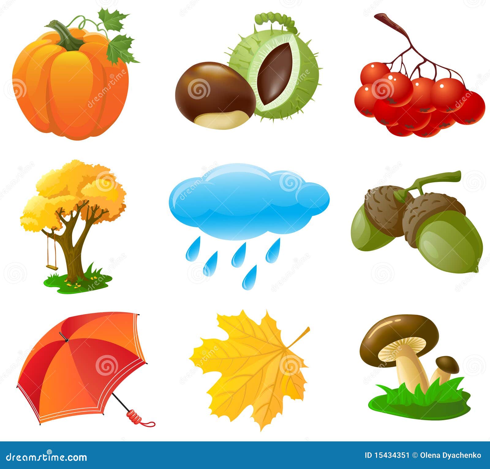 Autumn icons stock vector. Illustration of color, autumn - 15434351