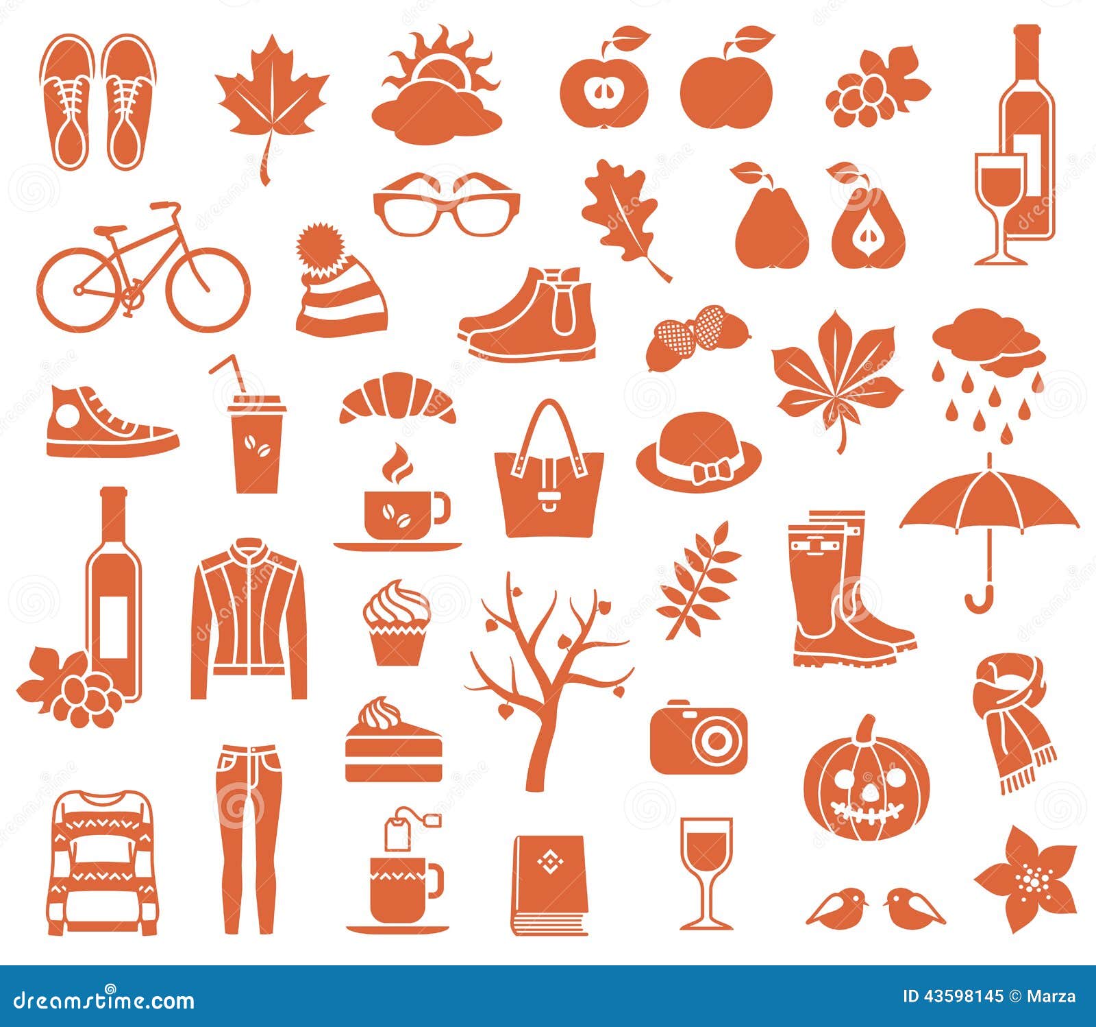 Autumn icons stock vector. Illustration of maple, background - 43598145