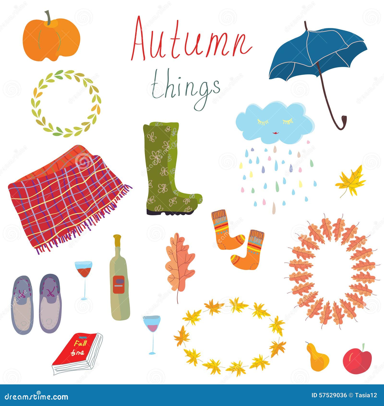 Autumn Icons Set Funny Design Stock Vector - Illustration of book ...