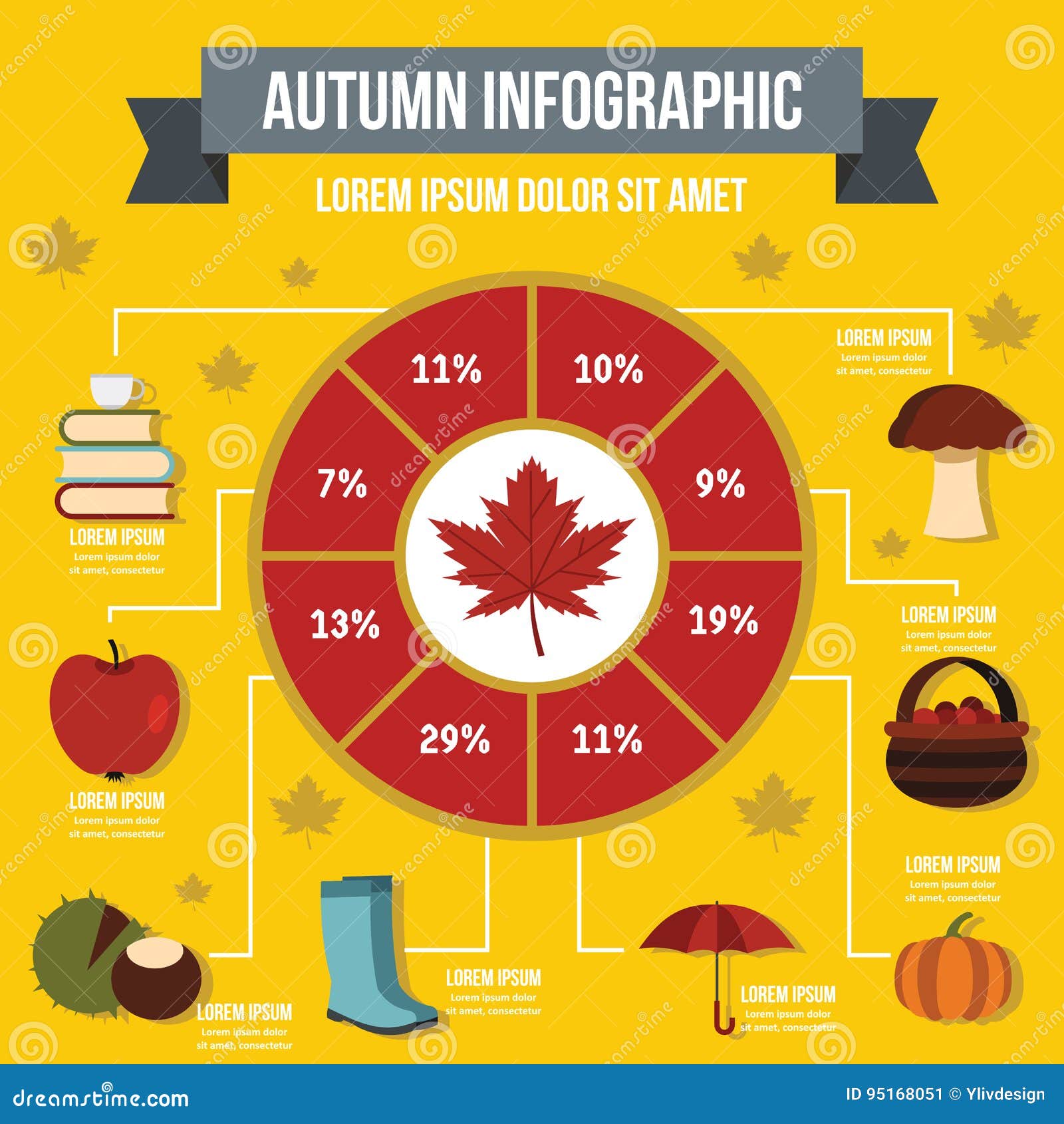 Autumn Infographic With Maple Leaves Cartoon Vector | CartoonDealer.com ...