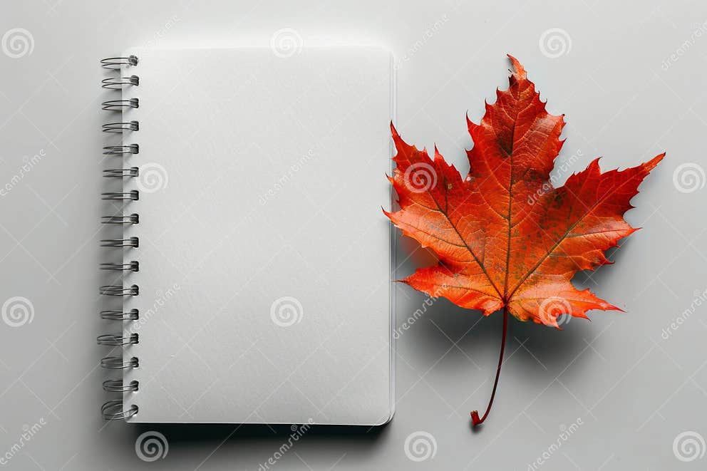 Autumn Inspiration: Maple Leaf on Blank Notebook Stock Image - Image of ...