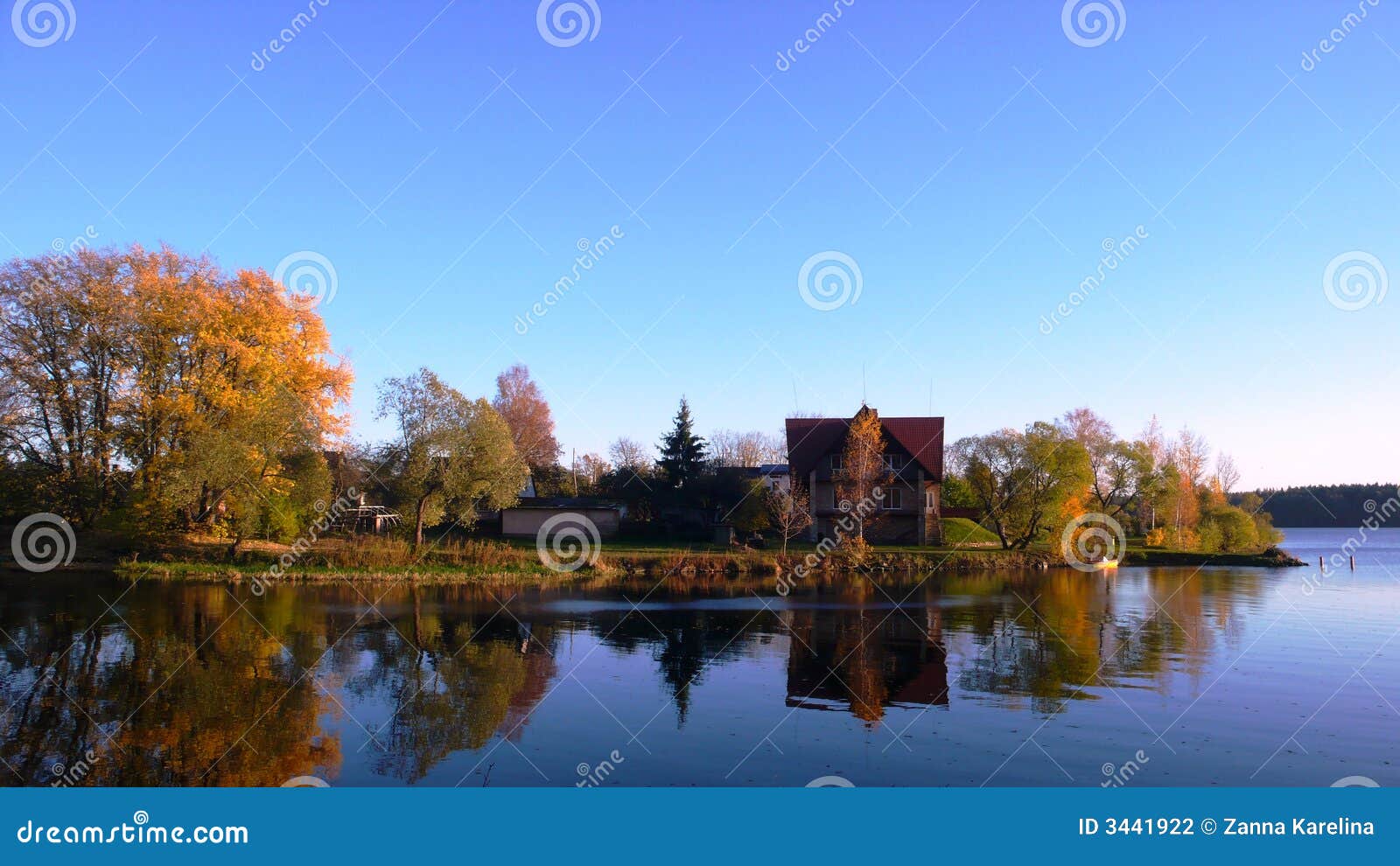 Autumn island stock photo. Image of boat, forest, shining - 3441922