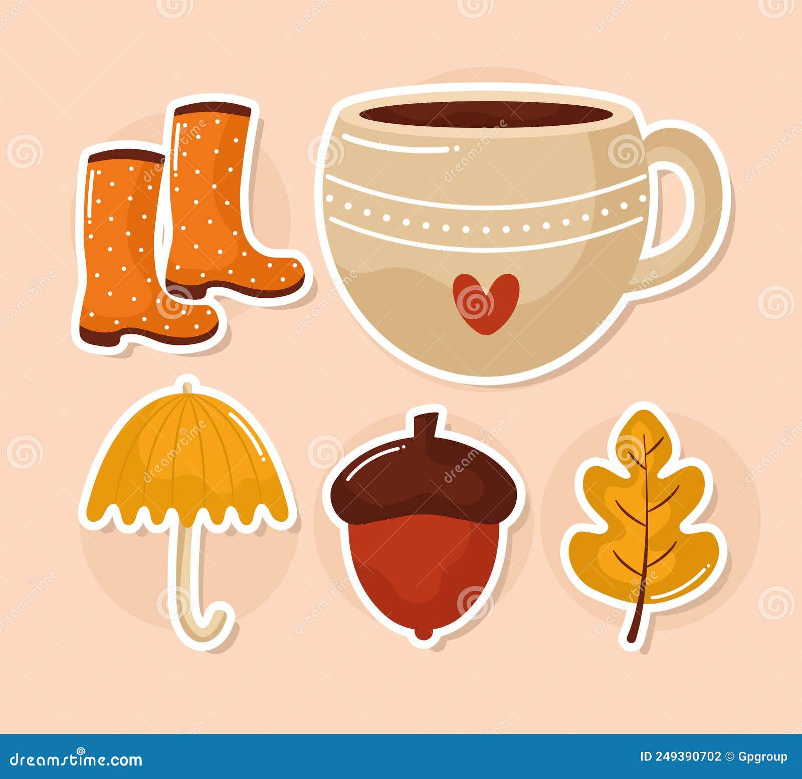 Autumn items set stock vector. Illustration of ceramic - 249390702