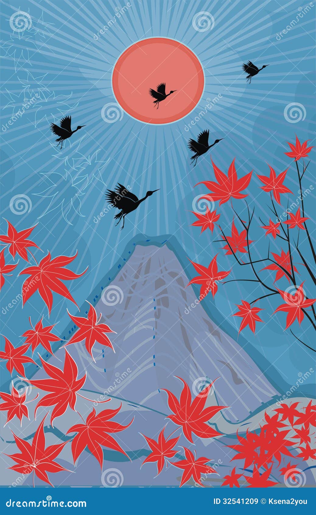 Autumn in Japan - Background Stock Illustration - Illustration of asia ...