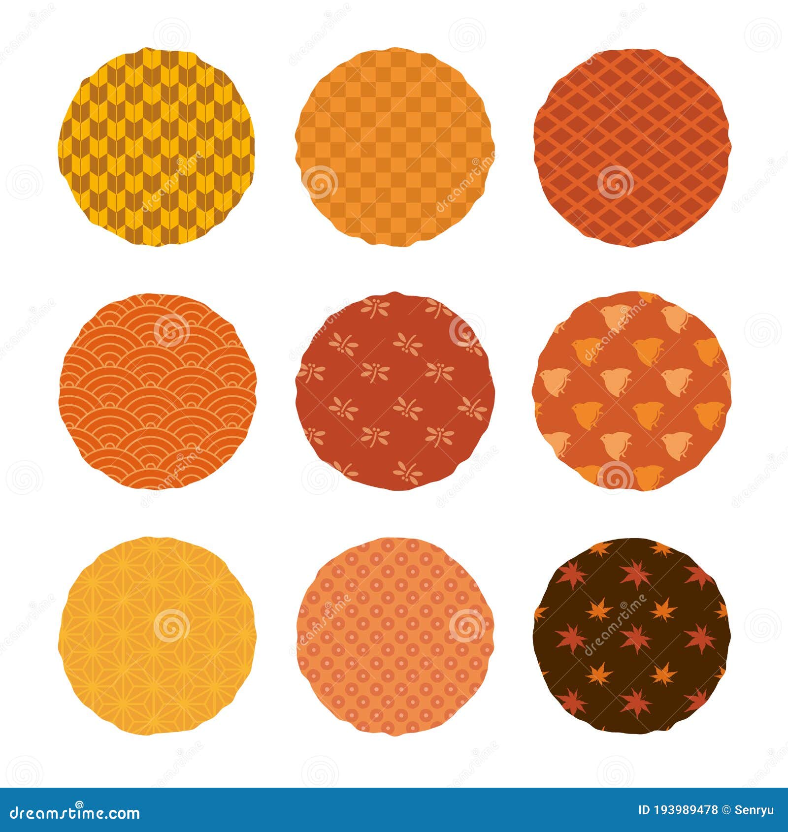 Autumn Japanese Pattern Set Stock Vector - Illustration of expression ...