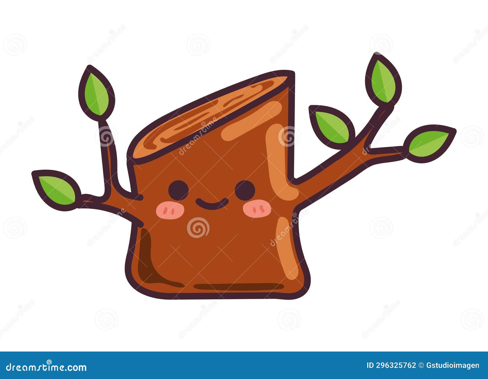Autumn kawaii tree stock vector. Illustration of trunk - 296325762