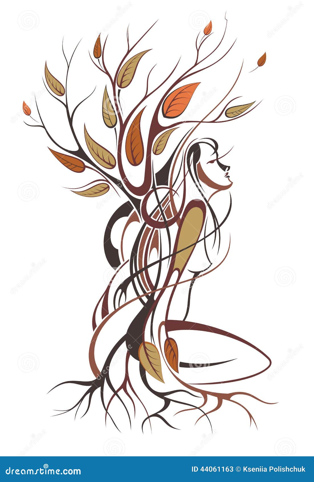 Autumn lady tree stock vector. Illustration of nature - 44061163