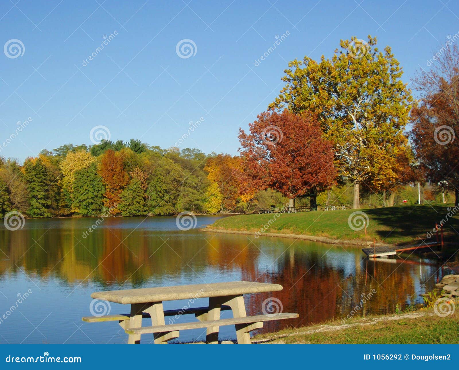 Autumn on the Lake stock photo. Image of table, leaf, leaves - 1056292
