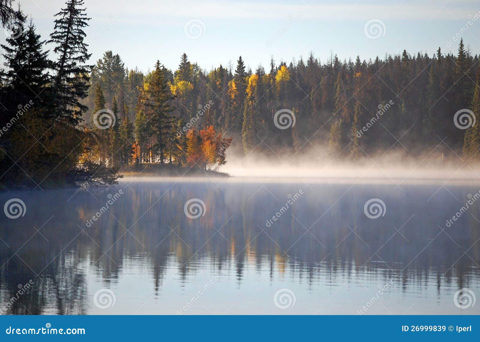 Autumn lake stock image. Image of trees, landscape, steam - 26999839