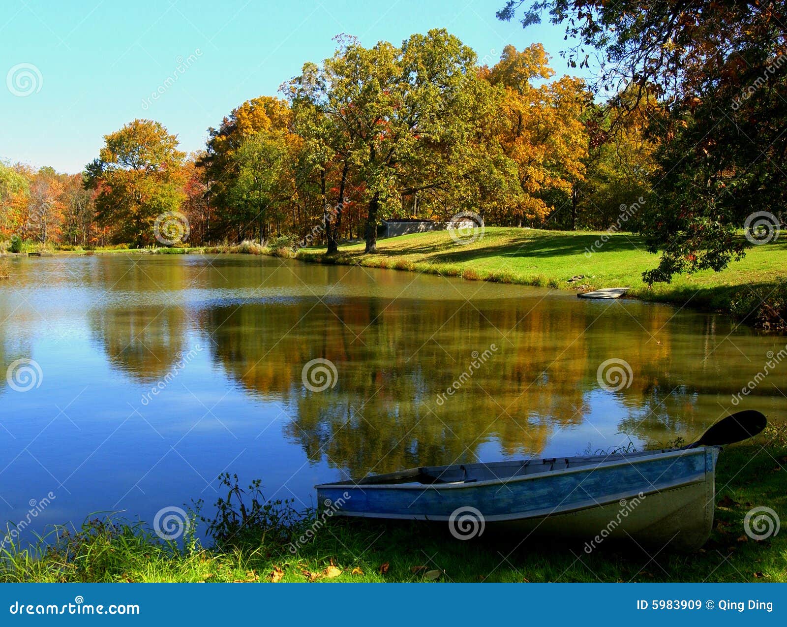 Autumn Lake stock image. Image of yard, foliage, blue - 5983909