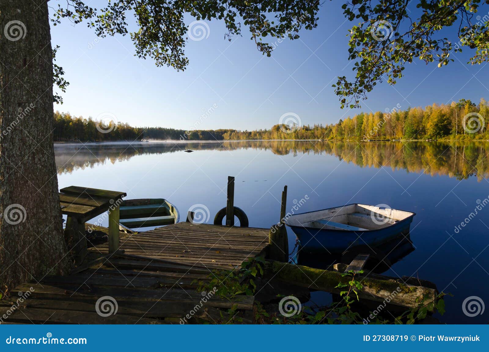 Autumn lake frame stock image. Image of boat, fall, bank - 27308719