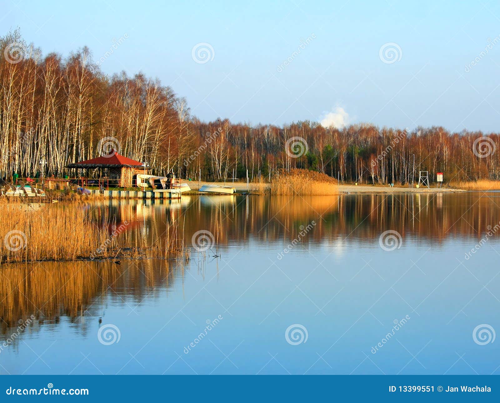 Autumn lake reflections stock image. Image of morning - 13399551