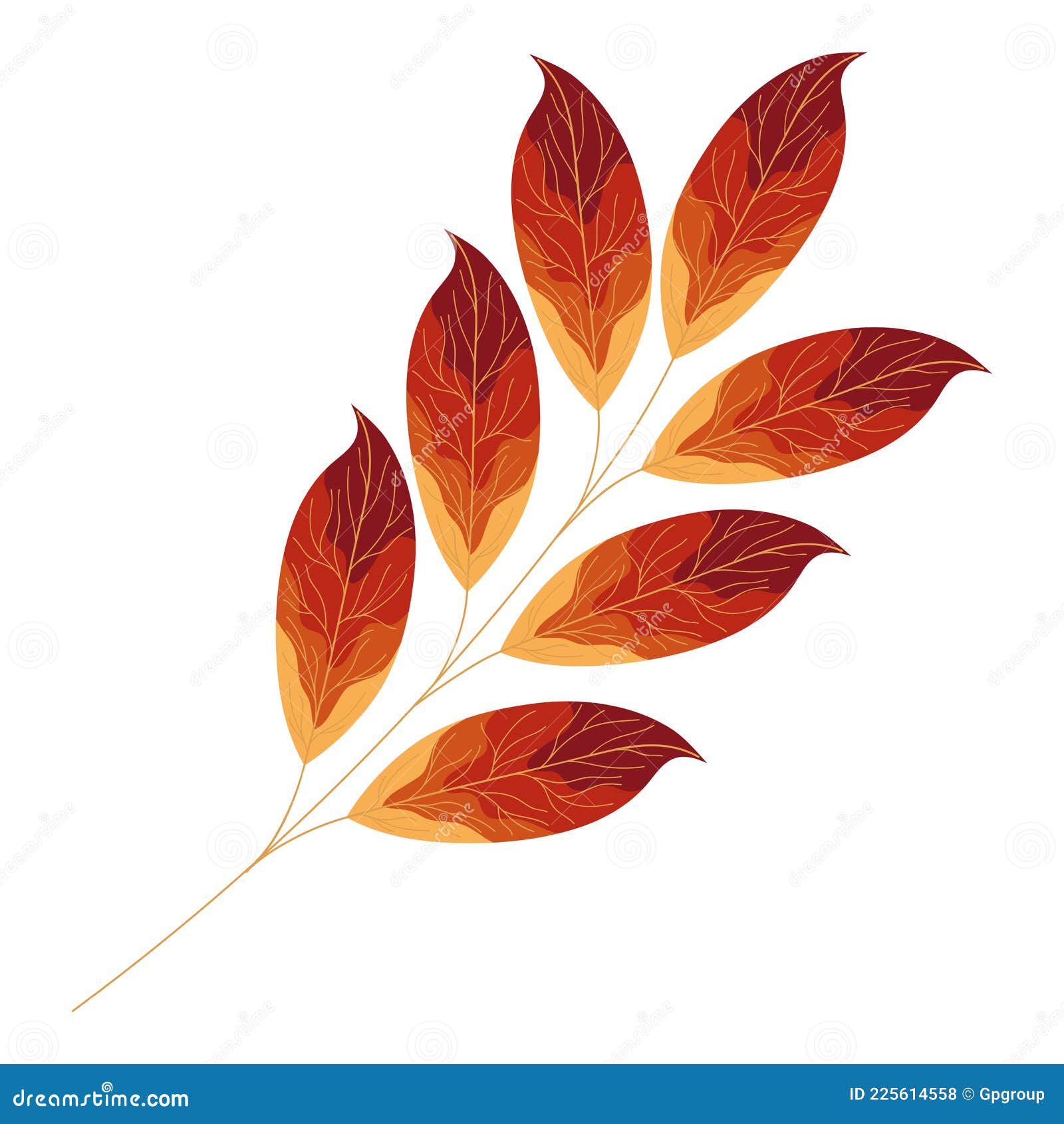 Red Lanceolate Leaves Cartoon Vector | CartoonDealer.com #225614639