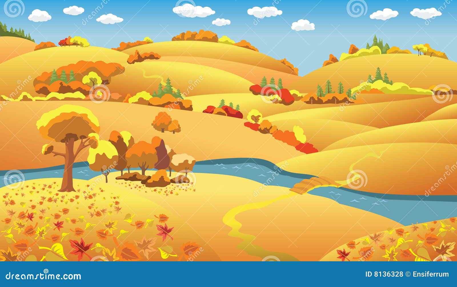 Autumn Landscape stock vector. Illustration of conifer - 8136328