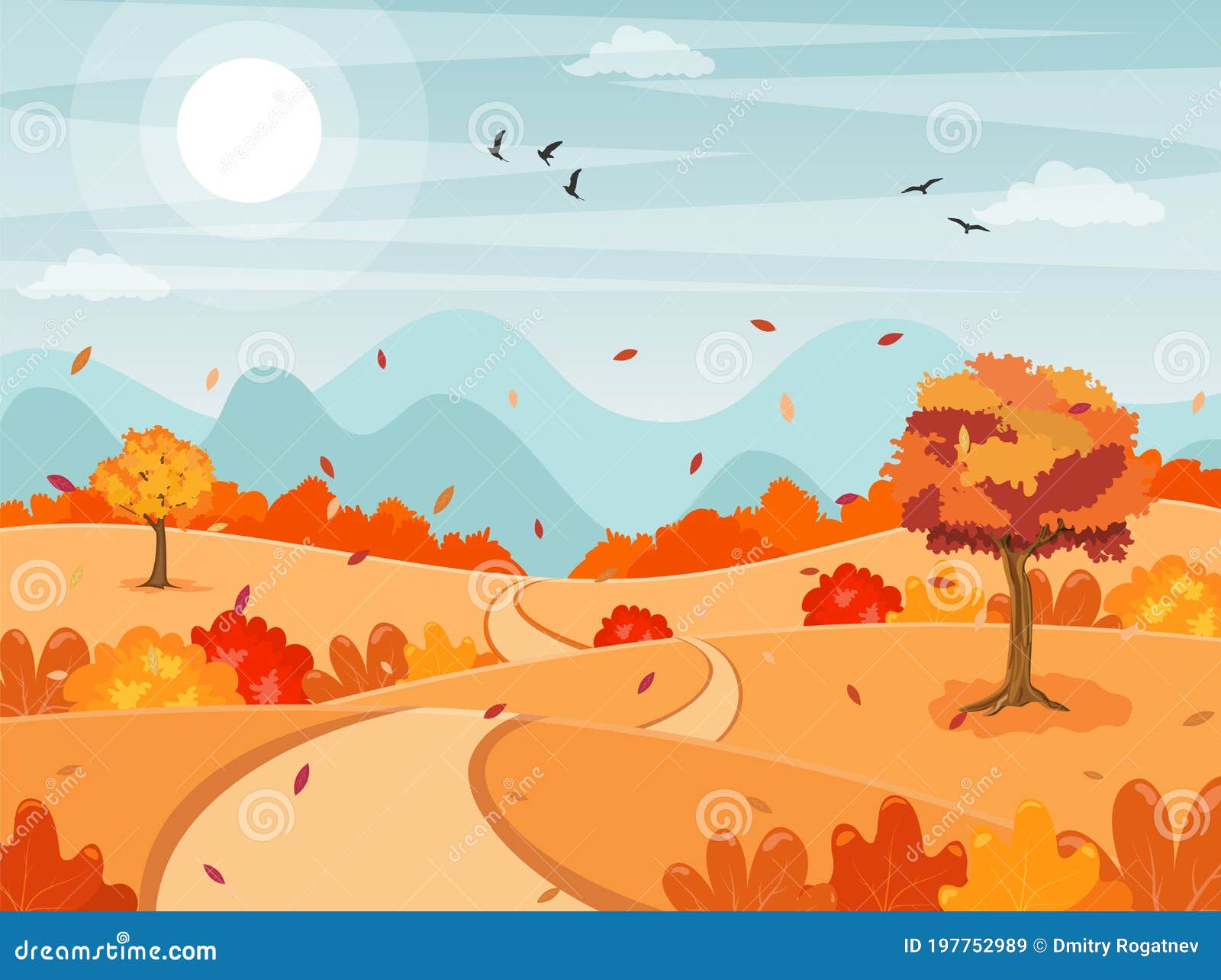 Autumn Landscape Background Stock Vector - Illustration of fall ...